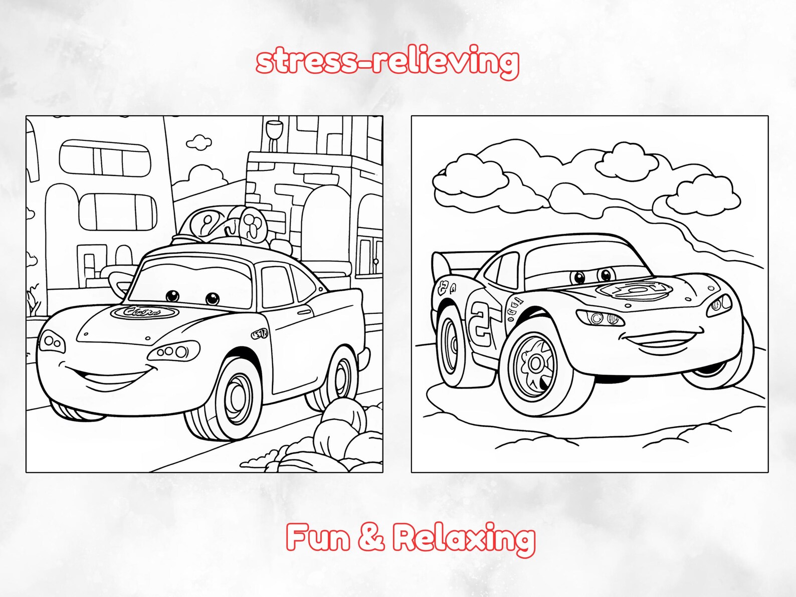 Animated Race Car Coloring Book – 6 Printable Pages (digital PDF) - Etsy