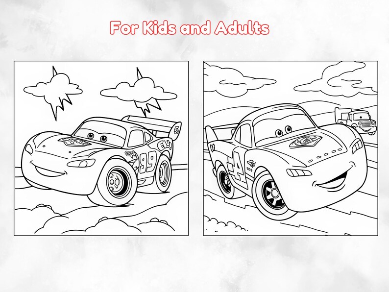 Animated Race Car Coloring Book – 6 Printable Pages (digital PDF) - Etsy