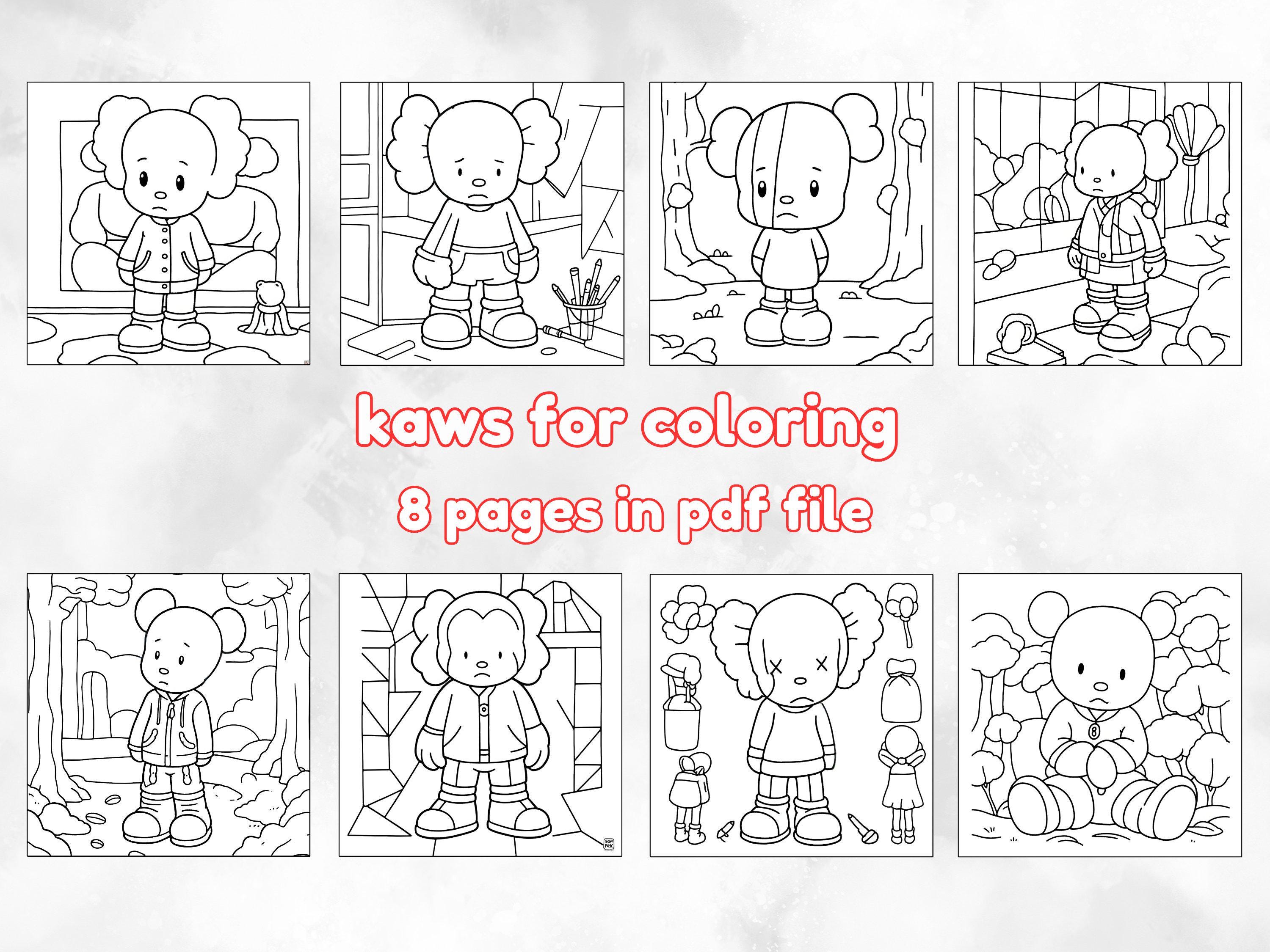 KAWS Coloring Pages – 8 Printable Digital Downloads | Kaws-inspired Art ...