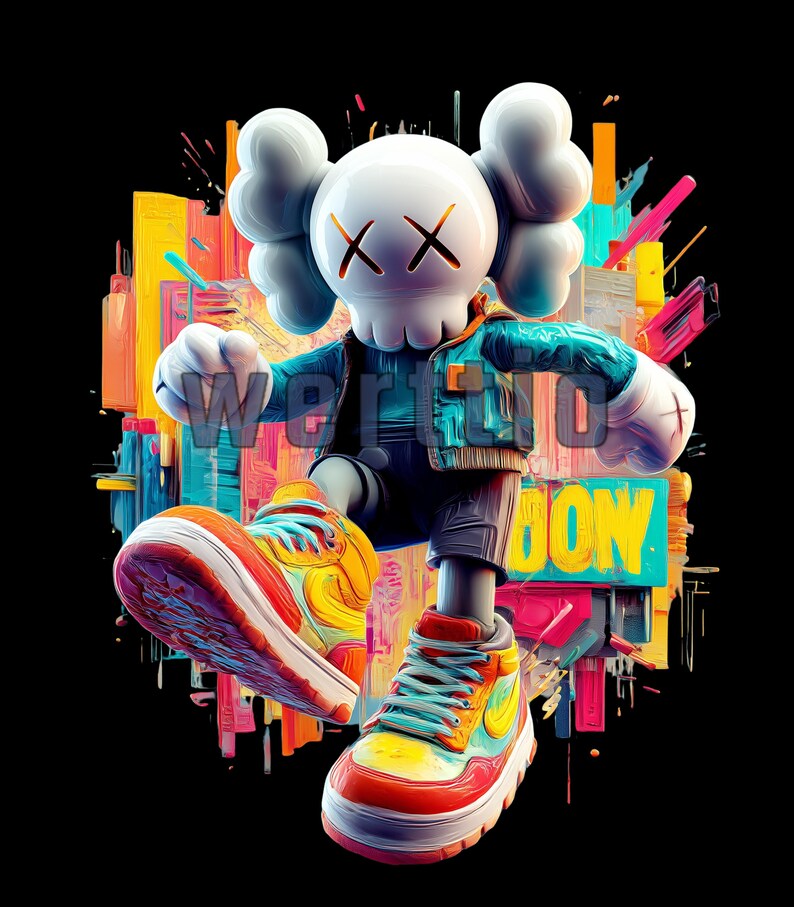 KAWS Colorful 3D T-shirt Design PNG – Printable Digital Art for T ...