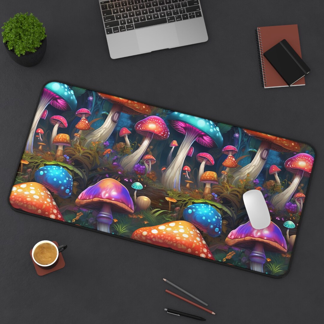 Mushroom Desk Mat Mushroom Mat Colorful Desk Mat - Etsy