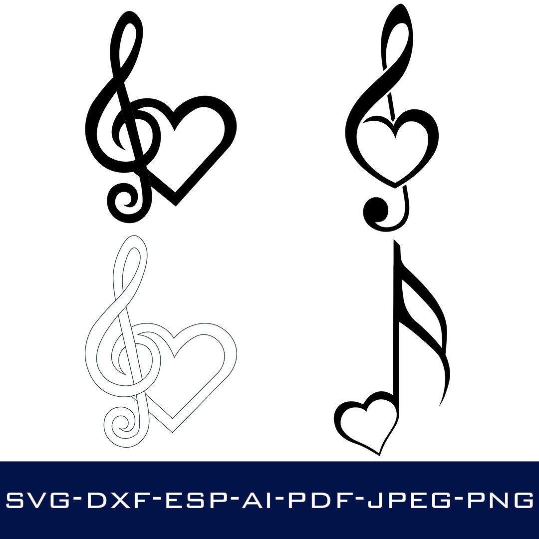 Music Note Heart Vector Illustration - Etsy