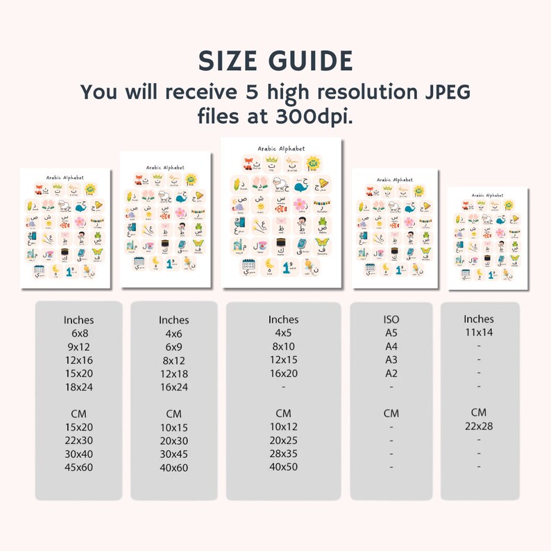 Printable Arabic Alphabet Educational Poster - Islamic Art - Muslim ...