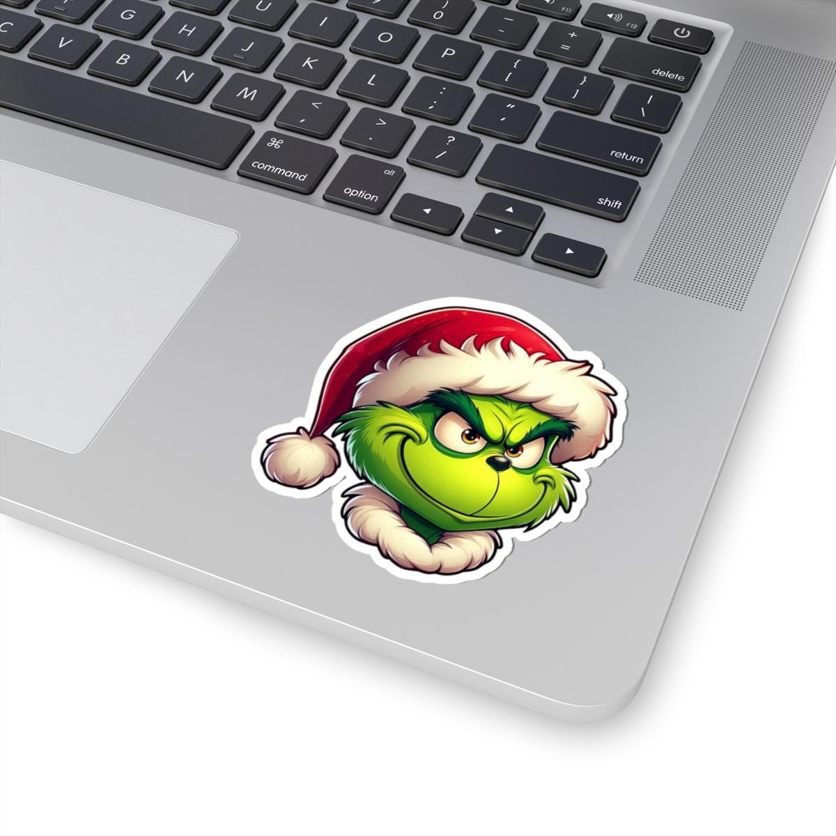 Smiley Smirk Grinch Face Santa Hat Stickers | Kiss-cut Sticker - Etsy