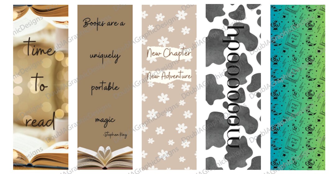 5 Different Printable Bookmark PNG Files, Cute and Fun, Cow Print ...