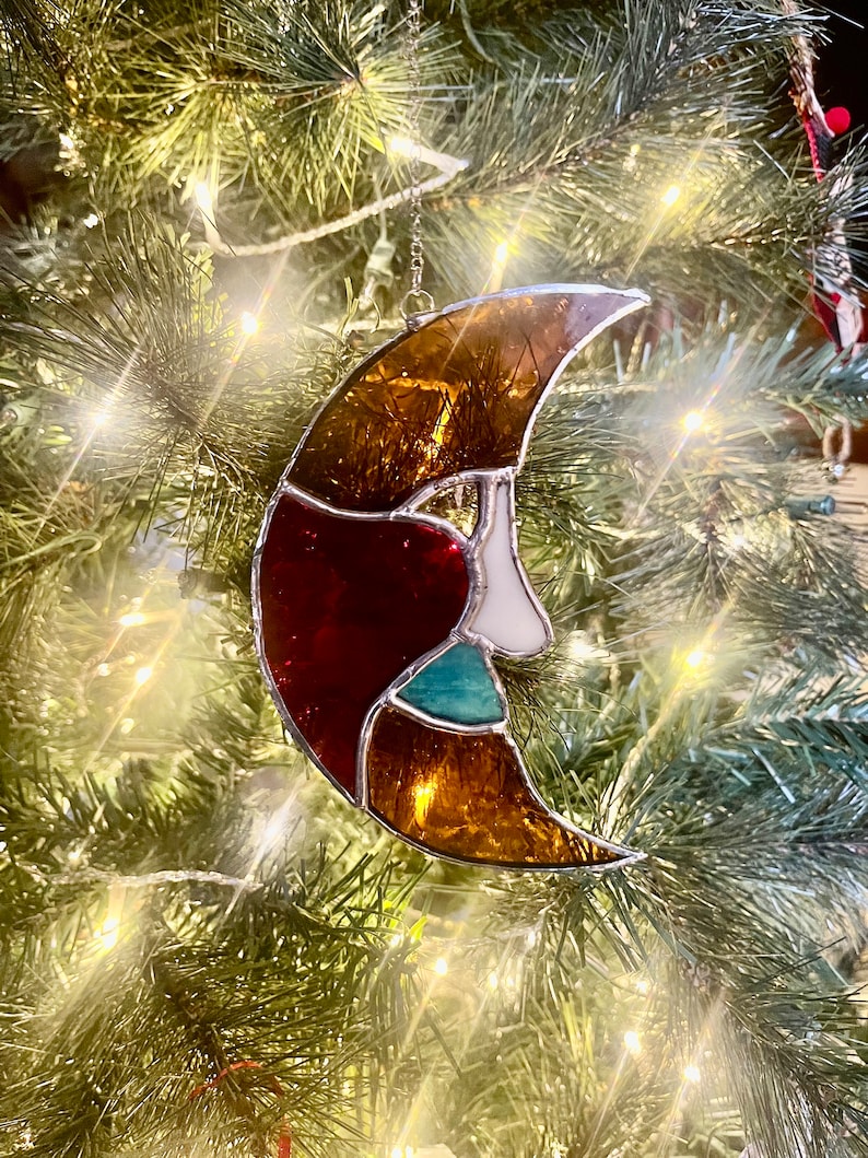 Stained Glass Crescent Moon Face - Etsy