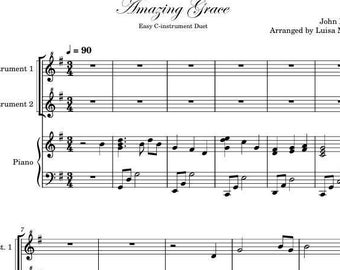 Amazing Grace - Piano Solo EASY - Etsy