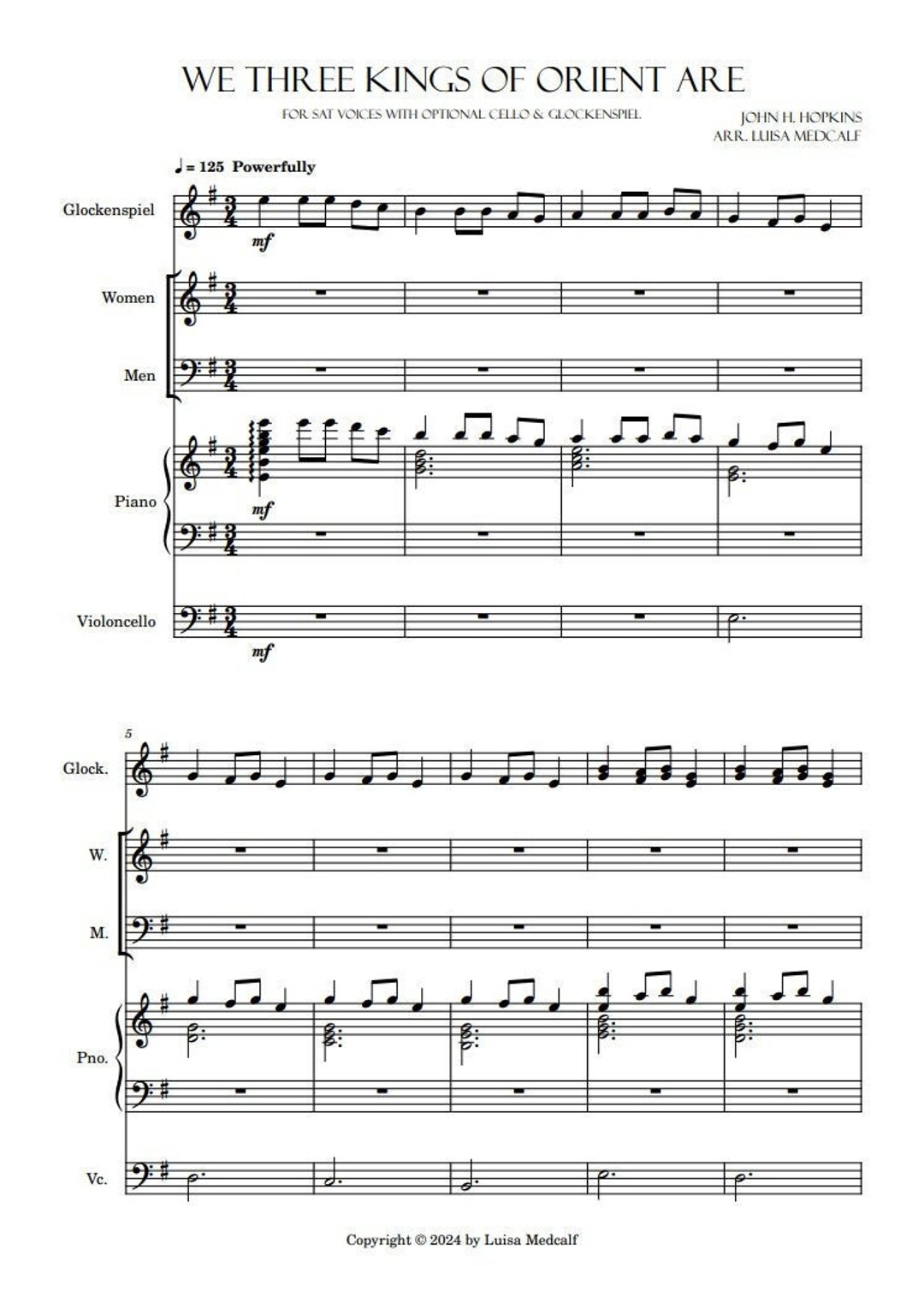 We Three Kings of Orient Are - Vocal and Instrumental INTERMEDIATE - Etsy