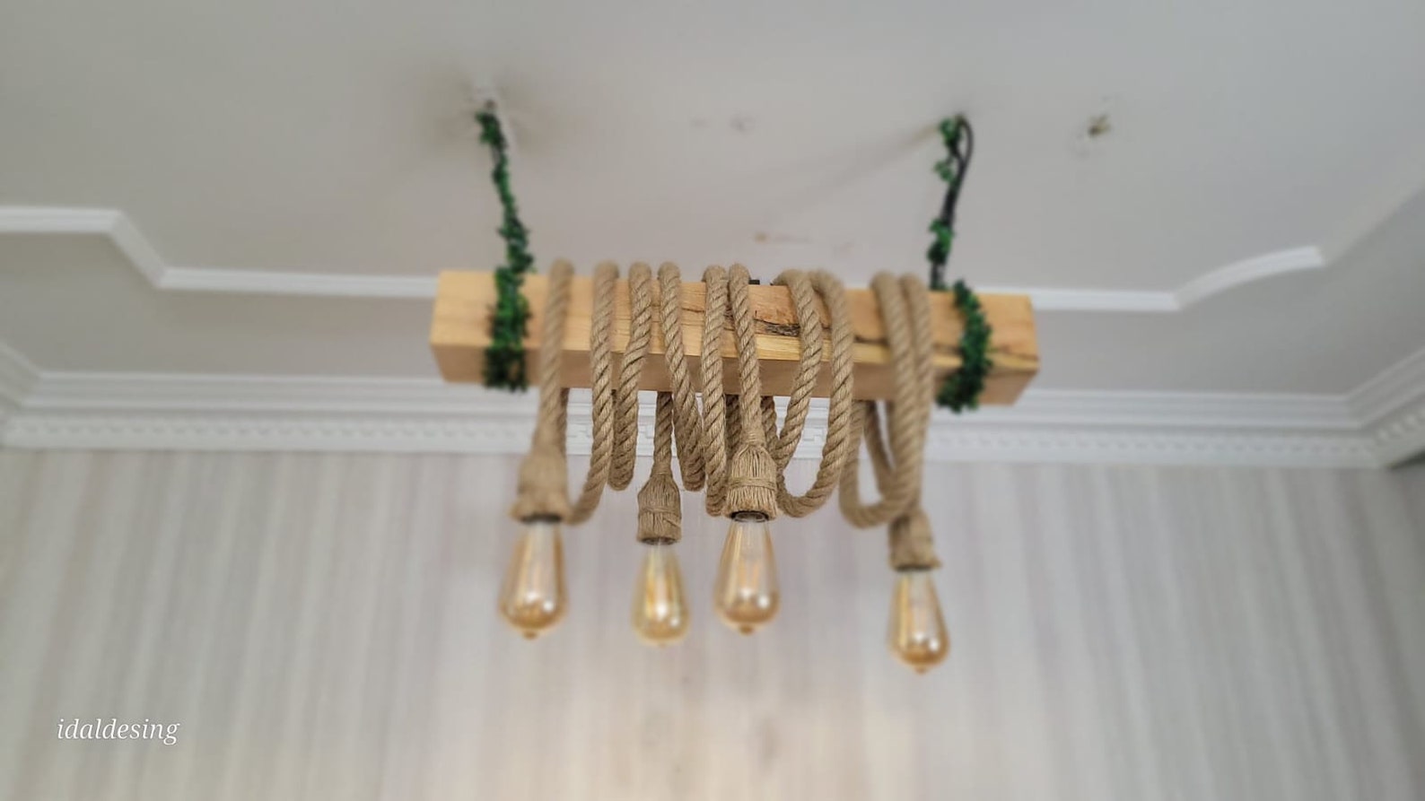 Rope Pendant Light Fixture, Authentic Retro Jute Rope Chandelier ...