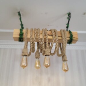 Rope Pendant Light Fixture, Authentic Retro Jute Rope Chandelier ...
