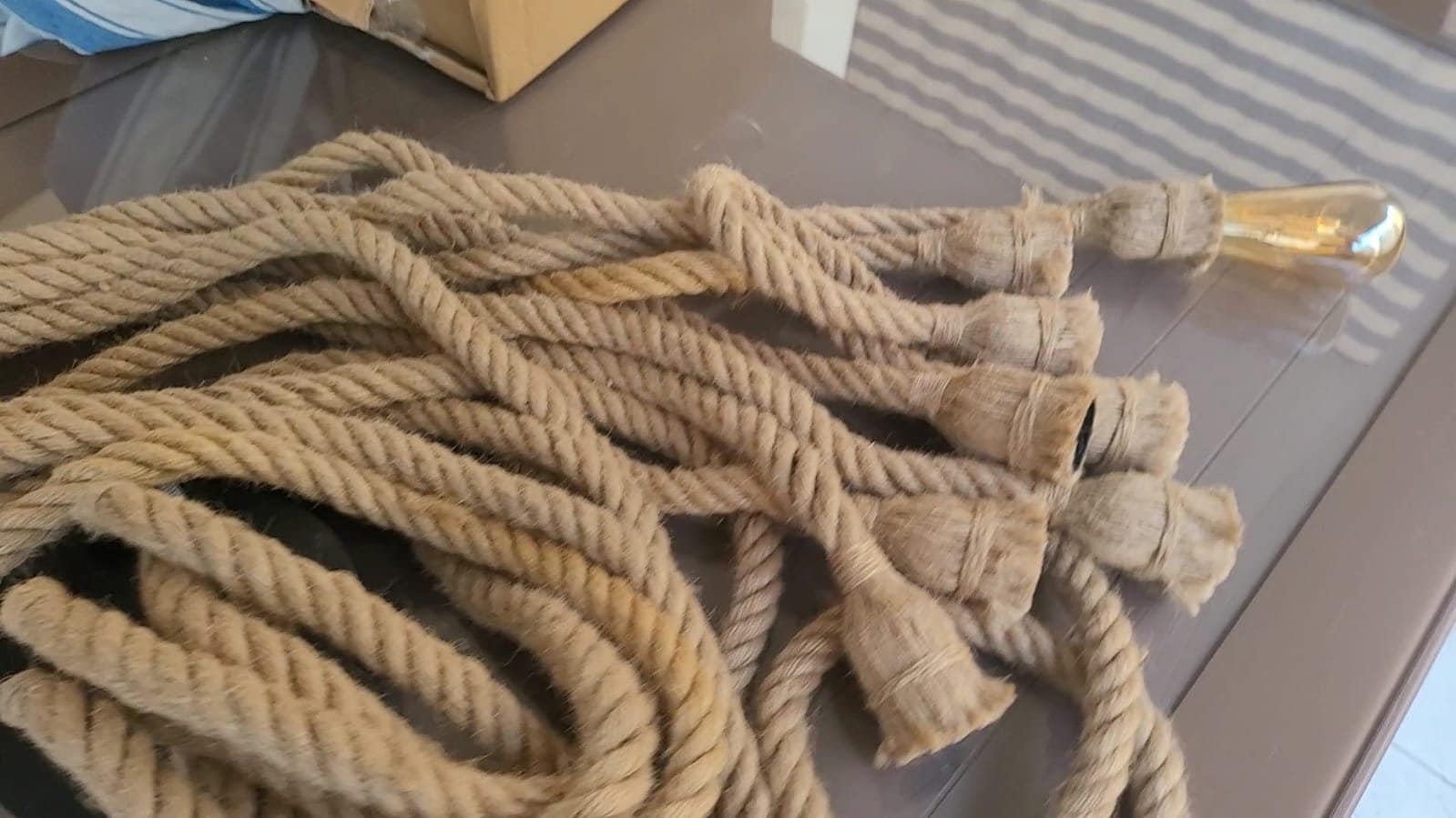 Farmhouse Hemp Rope Lamp, Retro Rope Chandelier, Rustic Rope Pendant ...