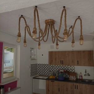 Farmhouse Hemp Rope Lamp, Retro Rope Chandelier, Rustic Rope Pendant ...