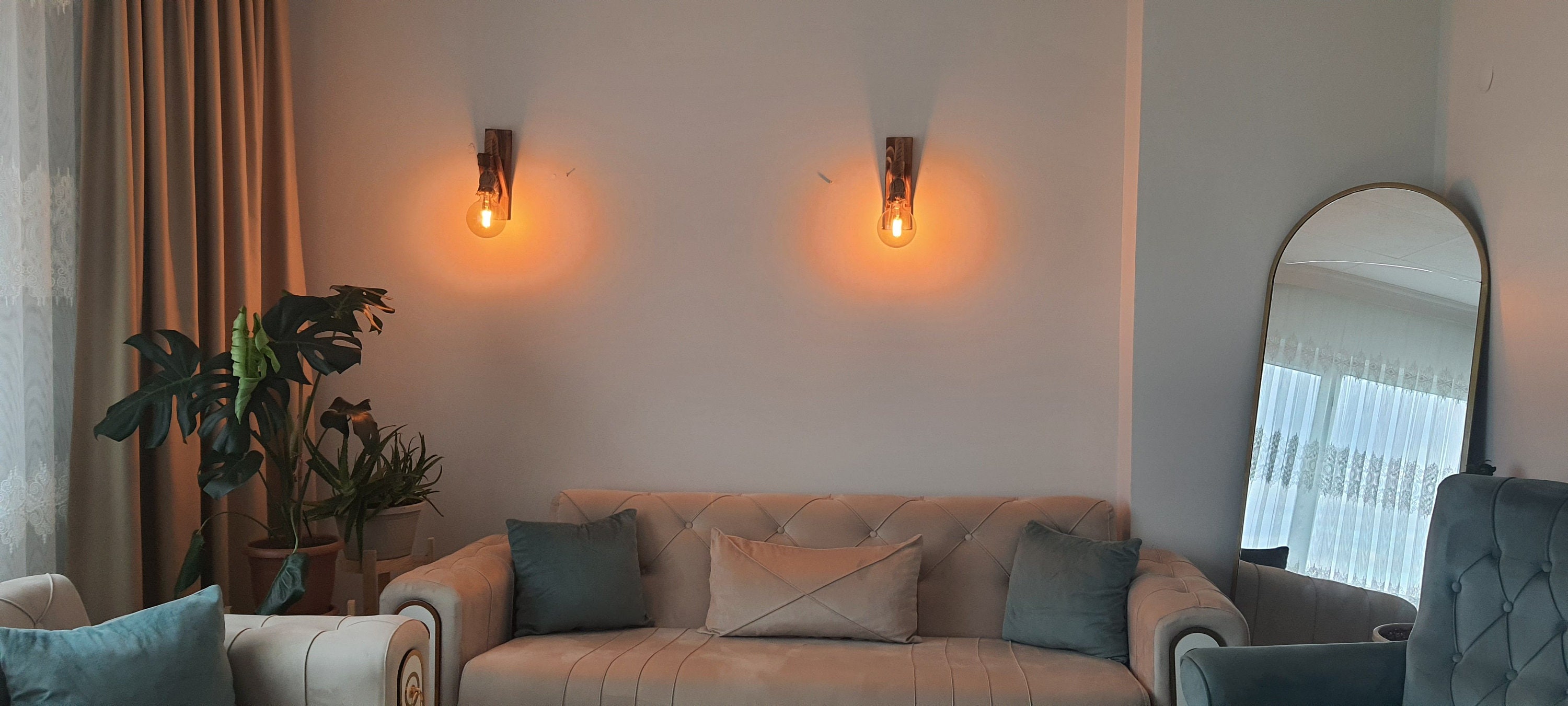 Rustic Sconce, Rope Wooden Wall Lamp, Rustic Antique Style Wall Lamp ...