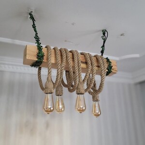 Rope Pendant Light Fixture, Authentic Retro Jute Rope Chandelier ...