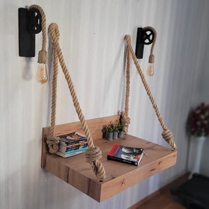 Rope Hanging Wall Table, Swing Table, Rustic Study Table, Entryway ...