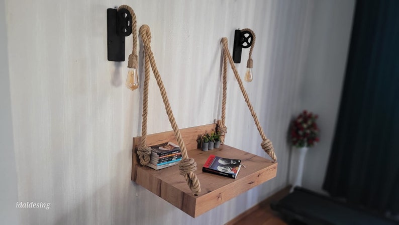Rope Hanging Wall Table, Swing Table, Rustic Study Table, Entryway ...