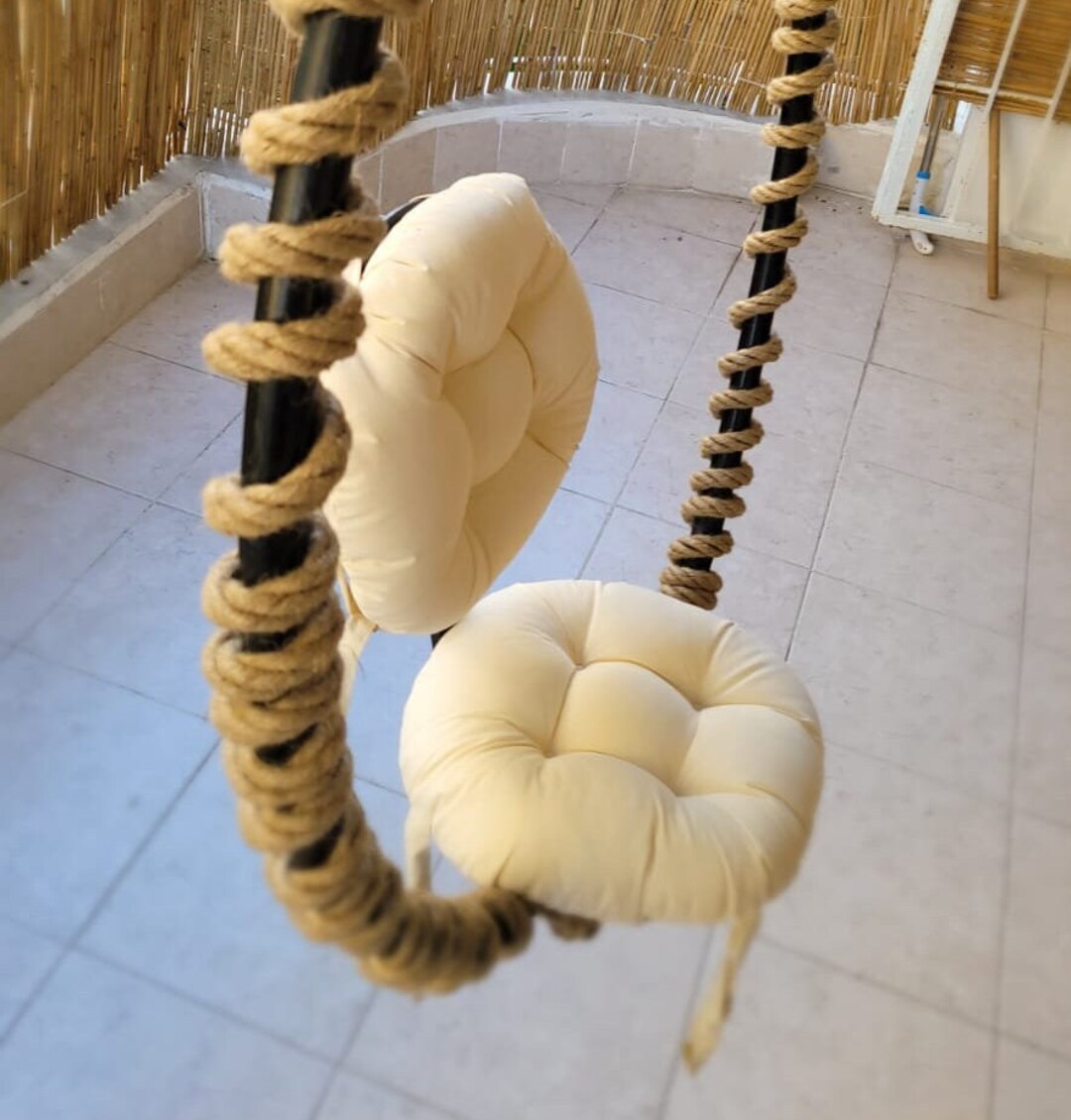 Swing Seat, Metal and Rope Egg Swing, Rope Rocking Chair, Garden, Patio ...