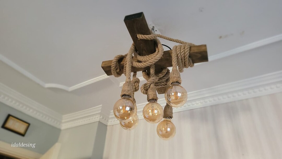 Custom Rustic Design Wooden Rope Chandelier, Authentic Wooden Cross ...