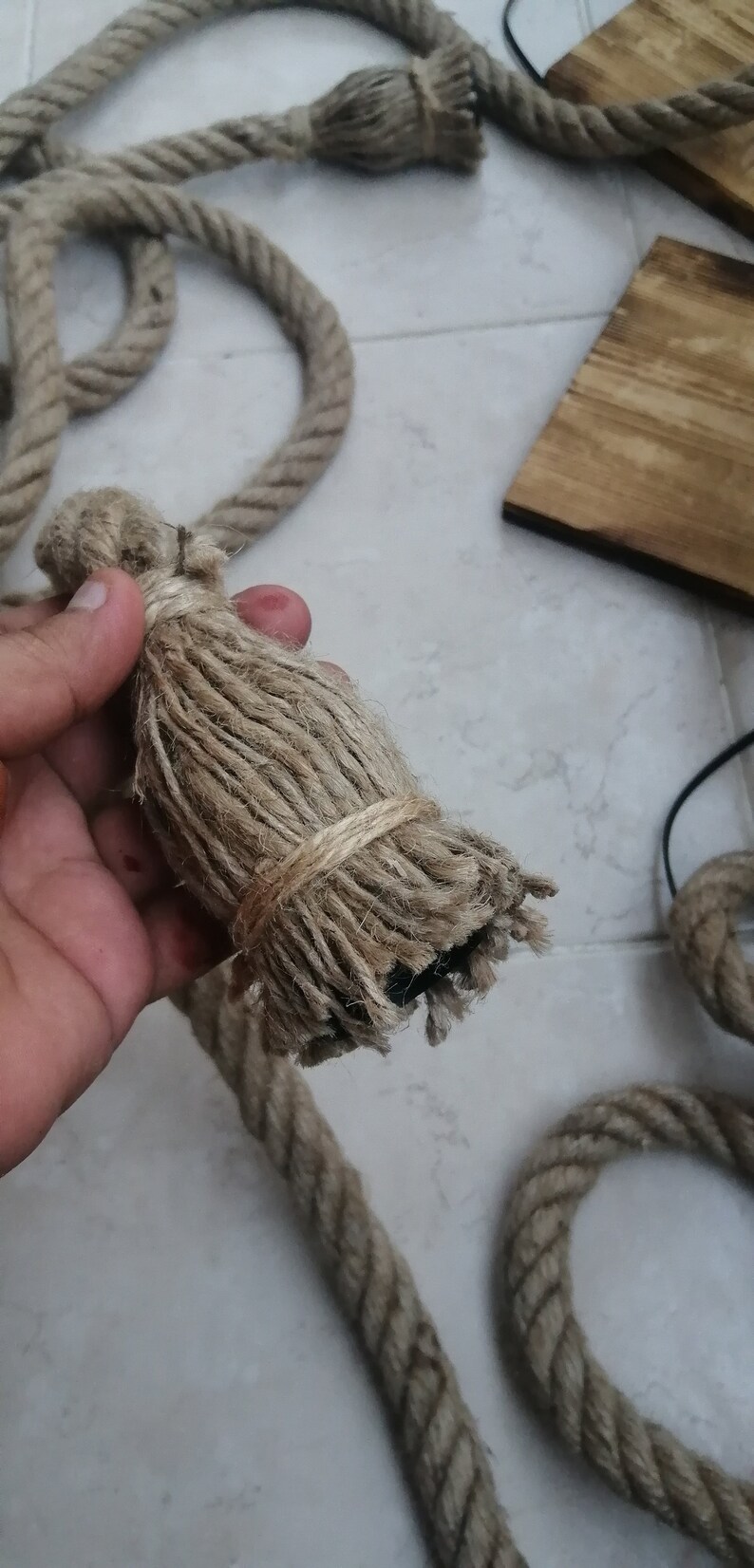 Rustic Hemp Rope Pendant Lighting Fixture, Decorative Natural Rope Lamp ...