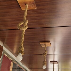 Rustic Hemp Rope Pendant Lighting Fixture, Decorative Natural Rope Lamp ...