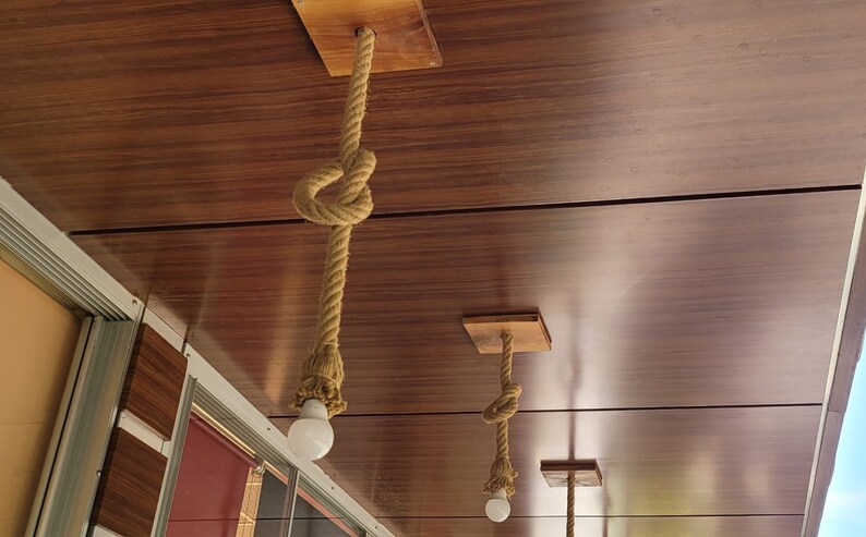 Rustic Hemp Rope Pendant Lighting Fixture, Decorative Natural Rope Lamp ...