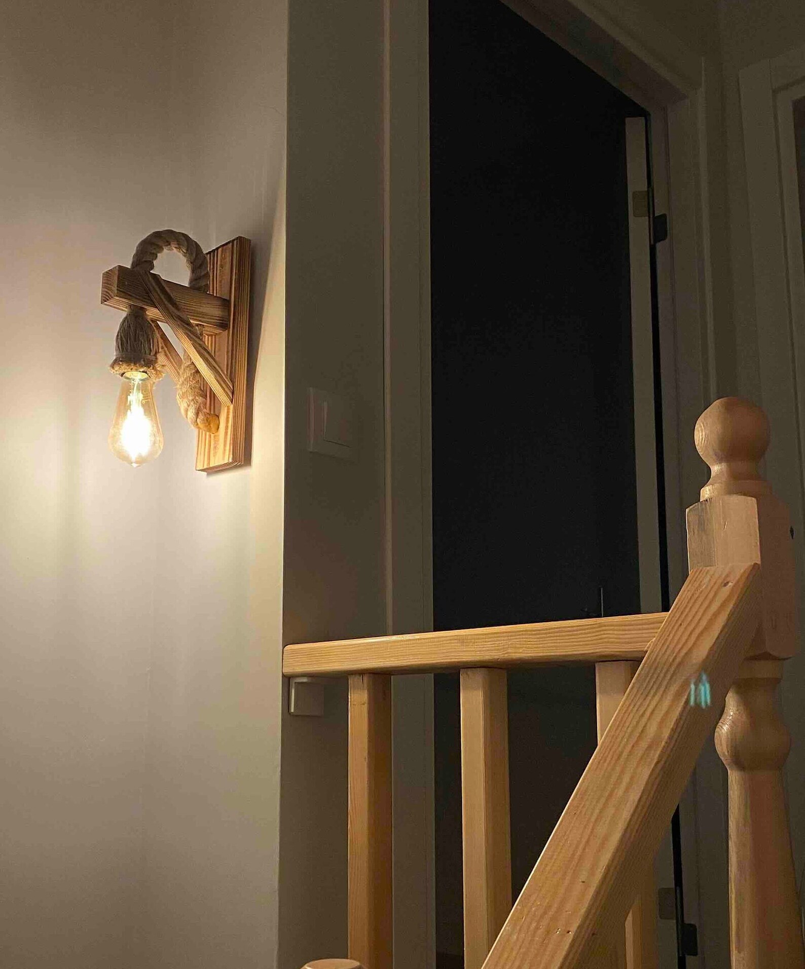 Rustic Sconce, Rope Wooden Wall Lamp, Rustic Antique Style Wall Lamp ...