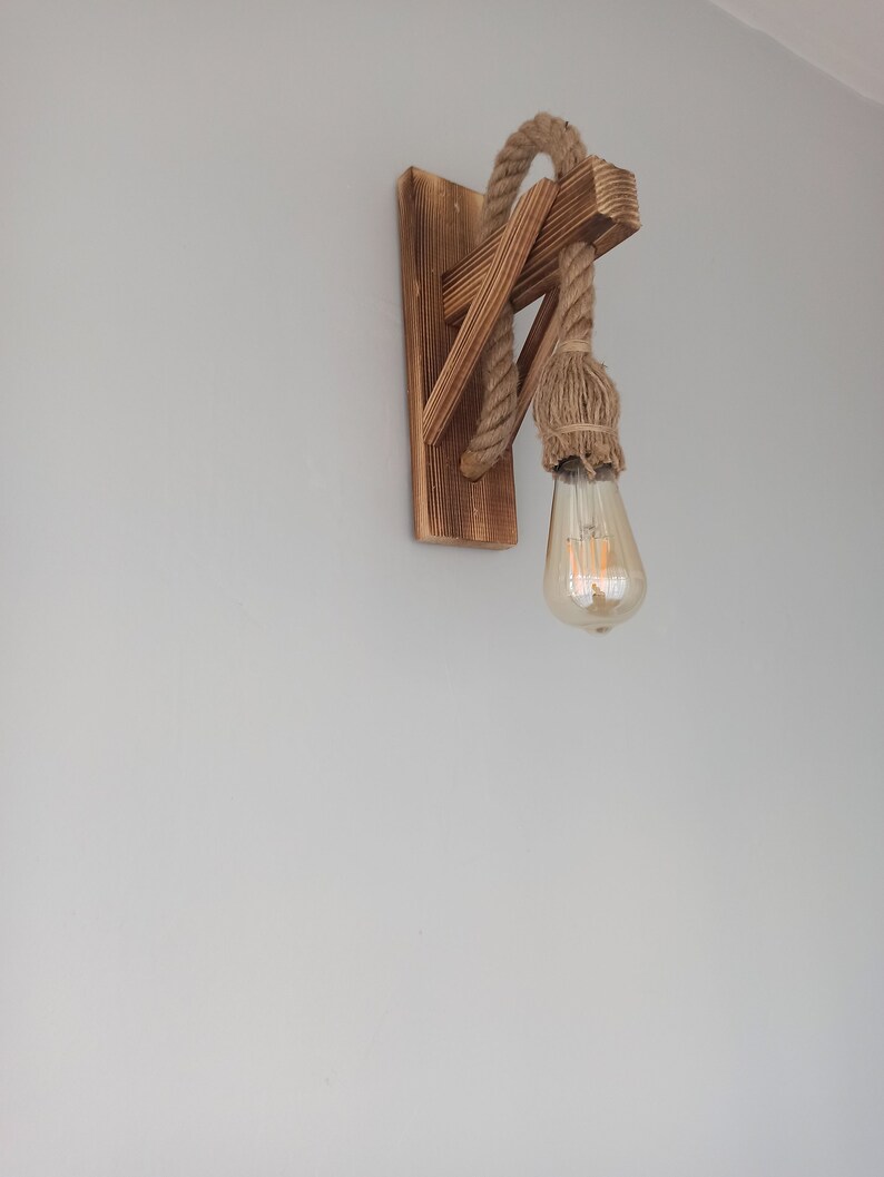 Rustic Sconce, Rope Wooden Wall Lamp, Rustic Antique Style Wall Lamp ...