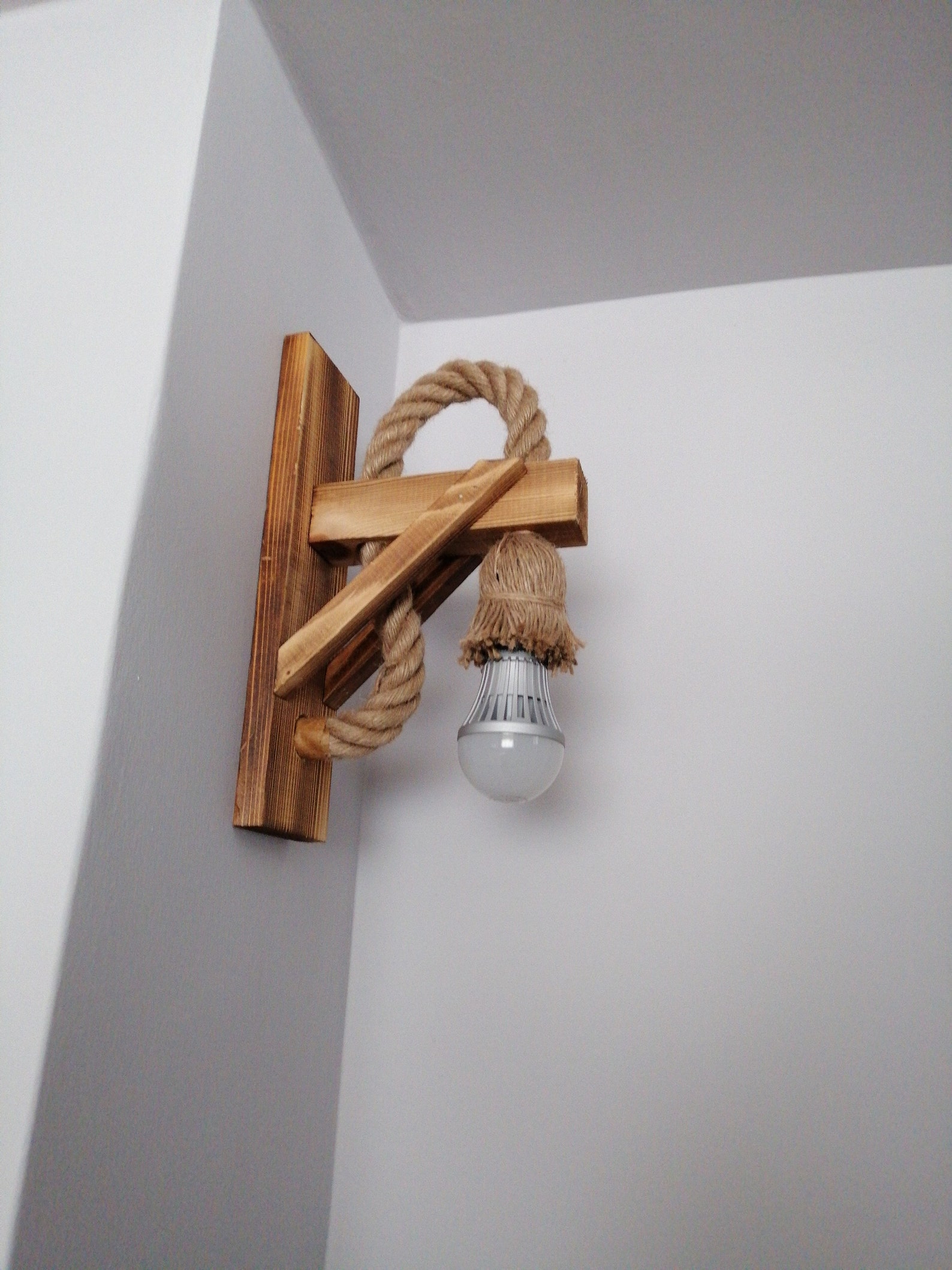 Rustic Sconce, Rope Wooden Wall Lamp, Rustic Antique Style Wall Lamp ...