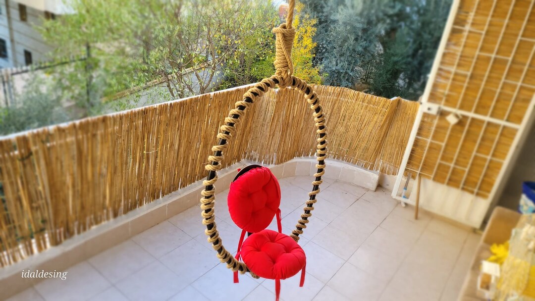 Metal and Rope Egg Swing Seat, Rope Rocking Chair, Garden, Patio ...