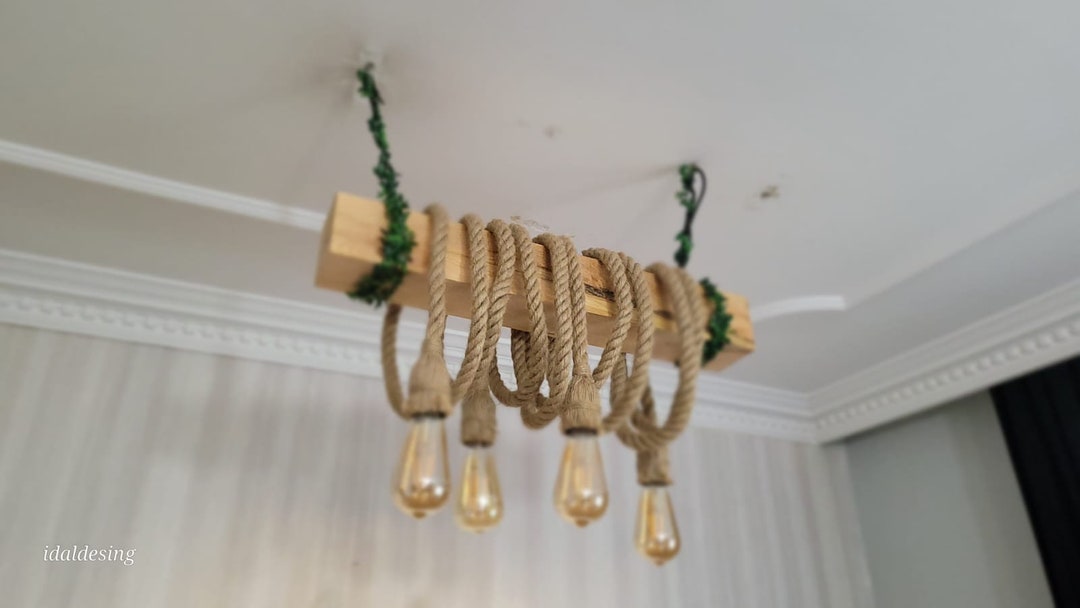 Rope Pendant Light Fixture Authentic Retro Jute Rope - Etsy