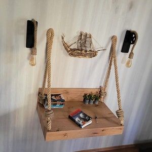 Rope Hanging Wall Table, Swing Table, Rustic Study Table, Entryway ...