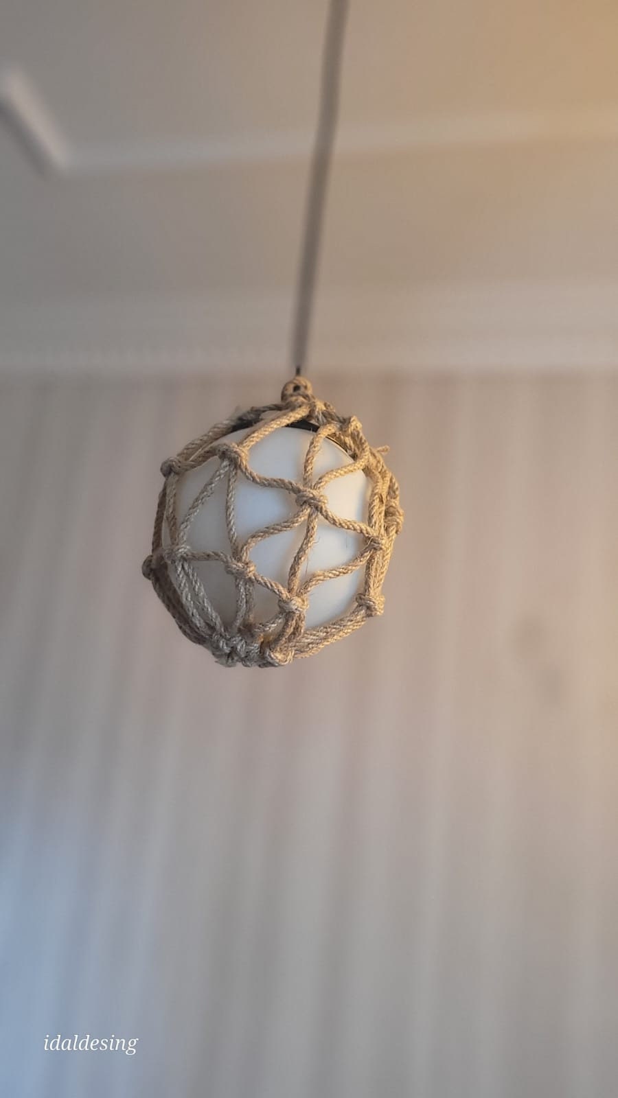 Nautical Rope Pendant Light, Glass Globe Fixture, Coastal - Beach House ...