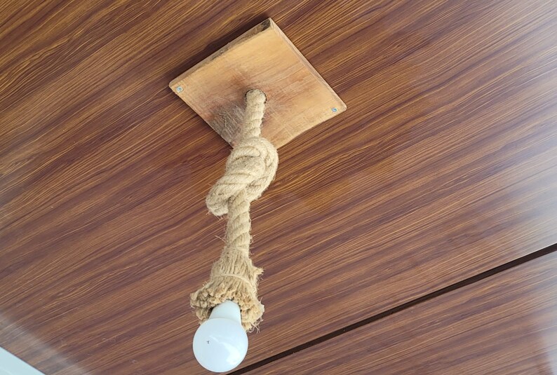 Rustic Hemp Rope Pendant Lighting Fixture, Decorative Natural Rope Lamp ...