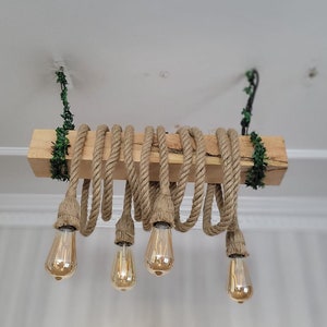 Rope Pendant Light Fixture, Authentic Retro Jute Rope Chandelier ...