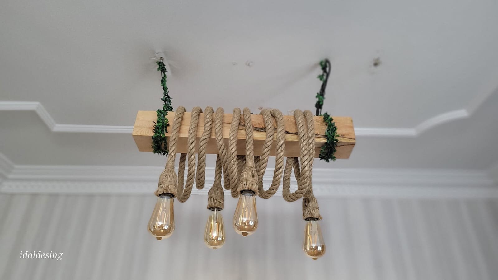 Rope Pendant Light Fixture, Authentic Retro Jute Rope Chandelier ...