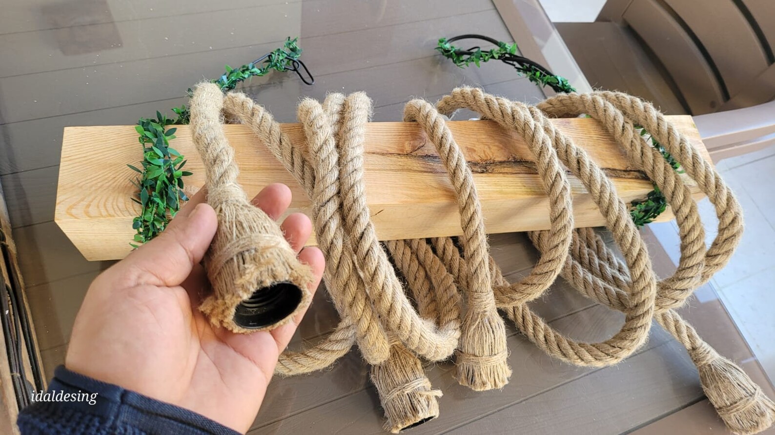 Rope Pendant Light Fixture, Authentic Retro Jute Rope Chandelier ...