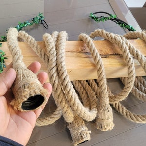 Rope Pendant Light Fixture, Authentic Retro Jute Rope Chandelier ...
