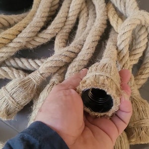 Farmhouse Hemp Rope Lamp, Retro Rope Chandelier, Rustic Rope Pendant ...