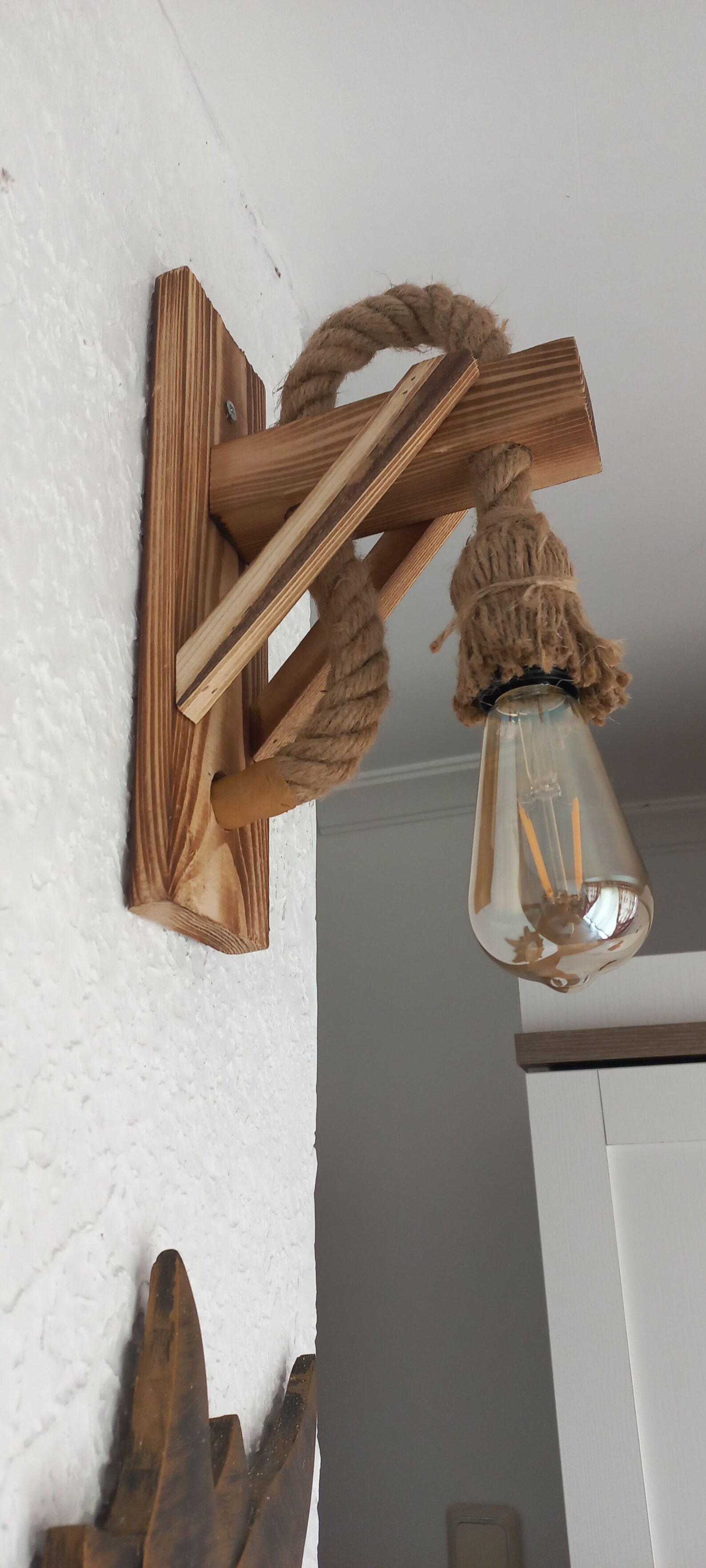 Rustic Sconce, Rope Wooden Wall Lamp, Rustic Antique Style Wall Lamp ...