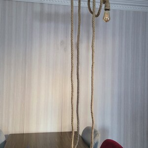 Rope Pendant Light Fixture, Authentic Retro Jute Rope Chandelier ...