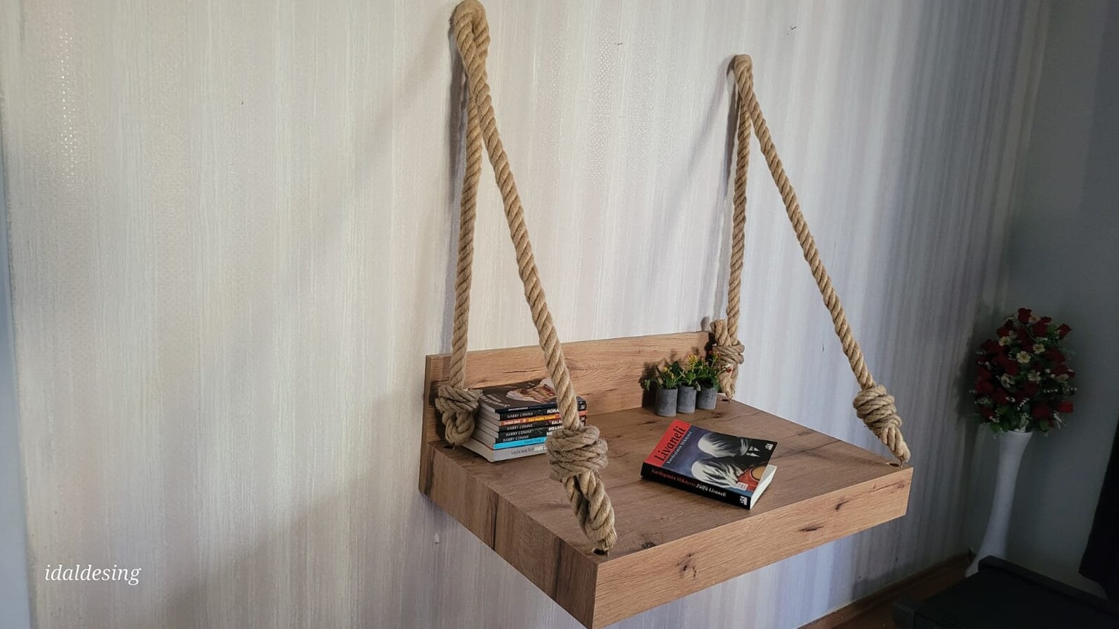 Rope Hanging Wall Table, Swing Table, Rustic Study Table, Entryway ...