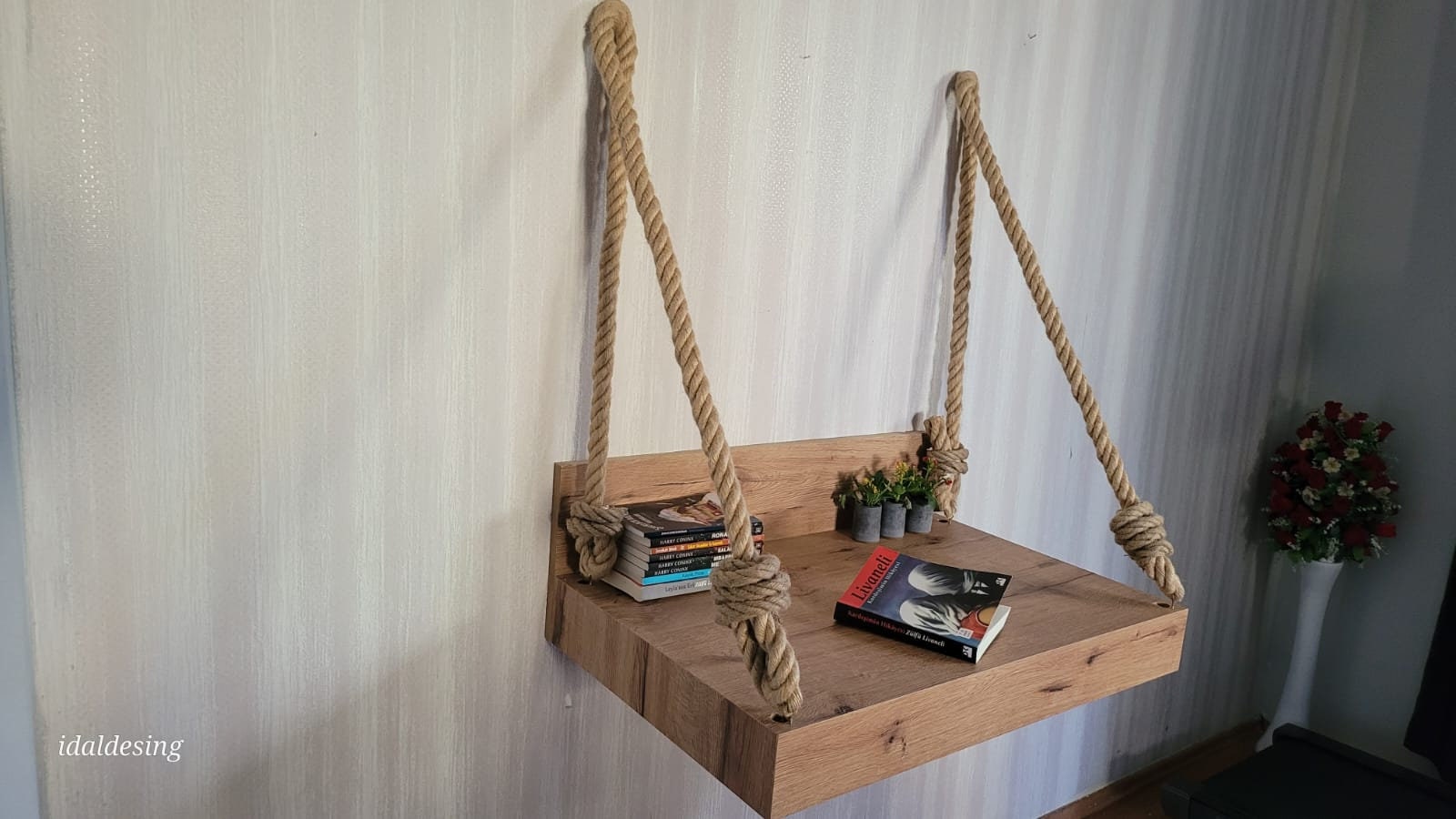 Rope Hanging Wall Table, Swing Table, Rustic Study Table, Entryway ...