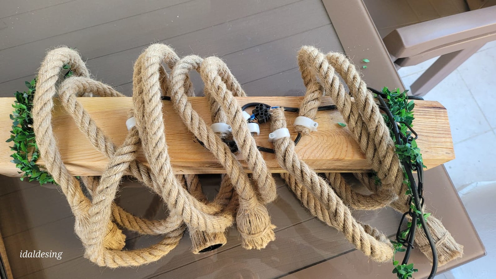 Rope Pendant Light Fixture, Authentic Retro Jute Rope Chandelier ...