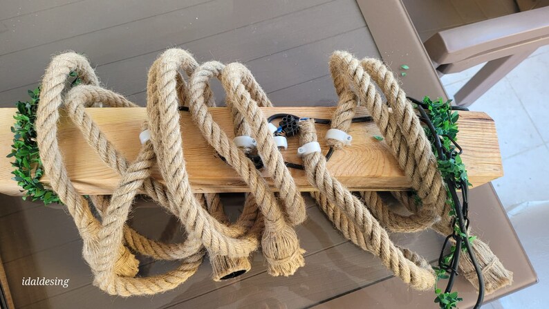 Rope Pendant Light Fixture, Authentic Retro Jute Rope Chandelier ...