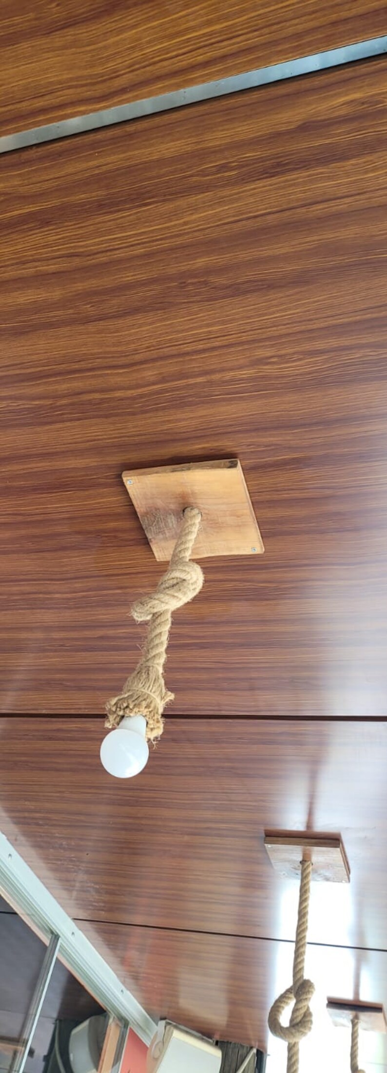 Rustic Hemp Rope Pendant Lighting Fixture, Decorative Natural Rope Lamp ...