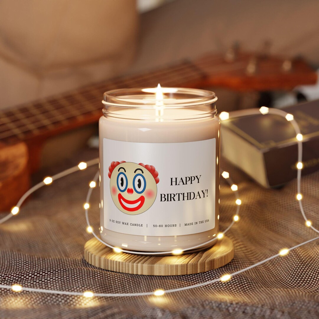Happy Birthday Candle - Cheeky Clown Face Emoji, 9oz - Etsy