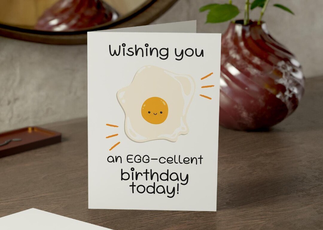 Egg-cellent Birthday Card - Funny Pun Greeting Card - Etsy