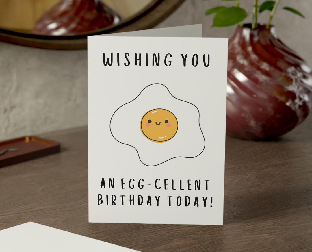 Egg-cellent Birthday Card Funny Egg Pun Greeting - Etsy