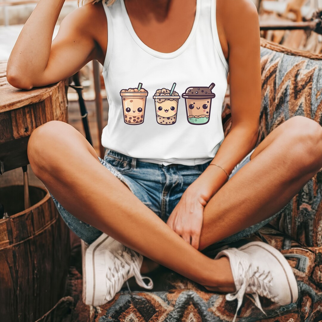 Boba Tea Racerback Tank Boba Tea Gift Boba Tea Casual Wear Kawaii Tea ...