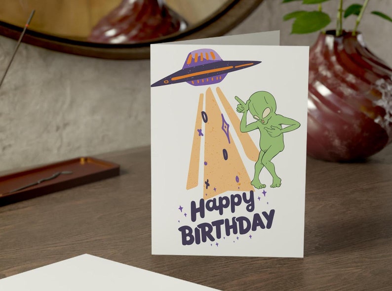 Happy Birthday Card - Funny Dancing Green Alien - Etsy
